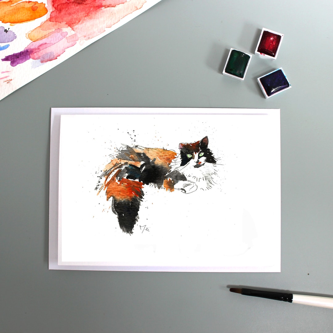 Fluffy Tabby Cat Card , Rag Doll Tabby Cat Card, Tabby Fluffy Cat ...