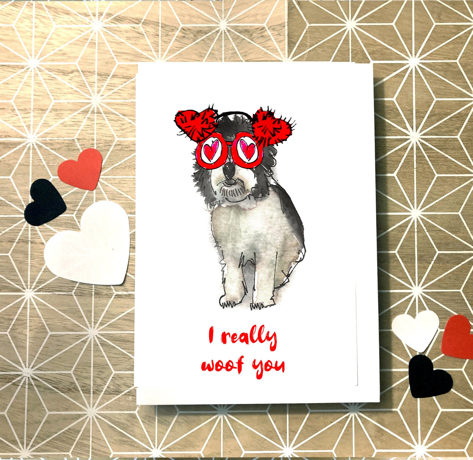 I Really Woof You Funny Valentines Black and White DOG Card - Etsy