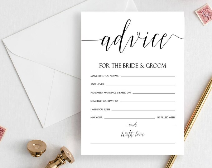 Editable Advice Cards For The Bride To Be Custom Advice Card