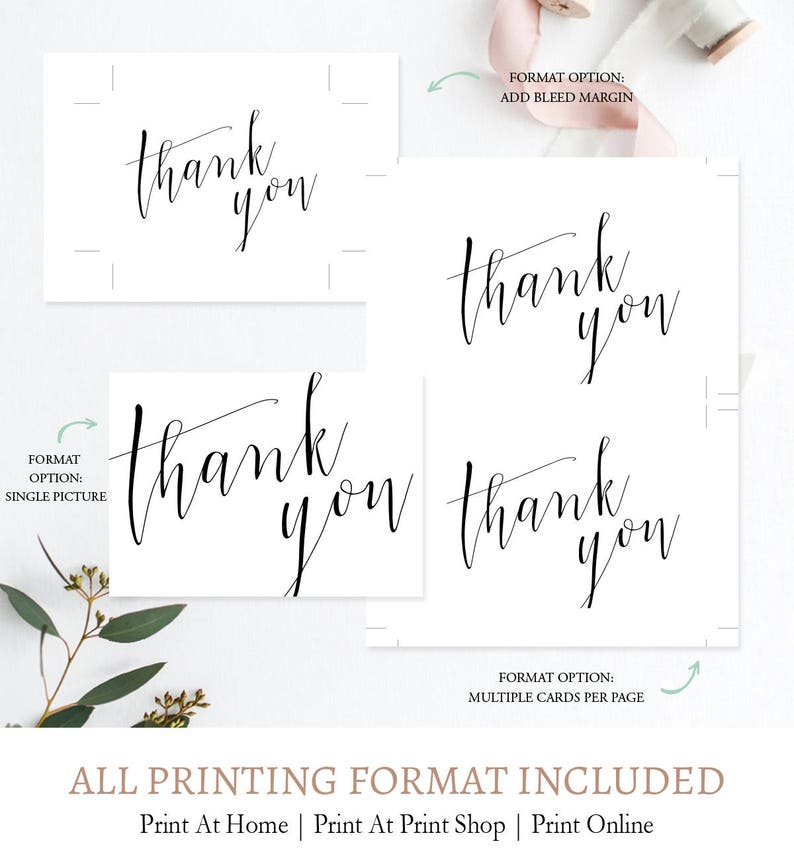 Elegant Script Thank You Card Printable Printable Thank You | Etsy Canada