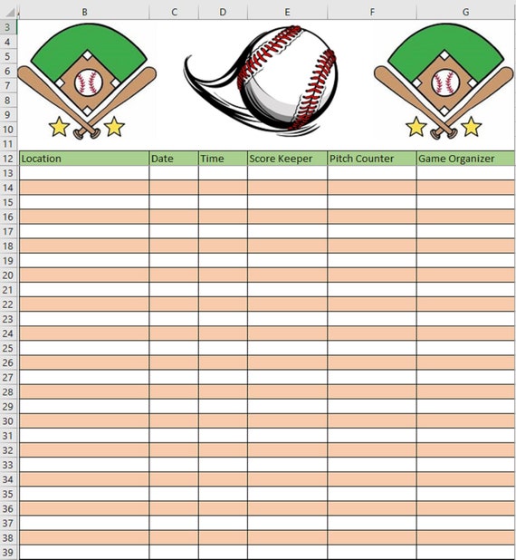 Baseball Volunteer Sign up Sheet Printable Editable - Etsy