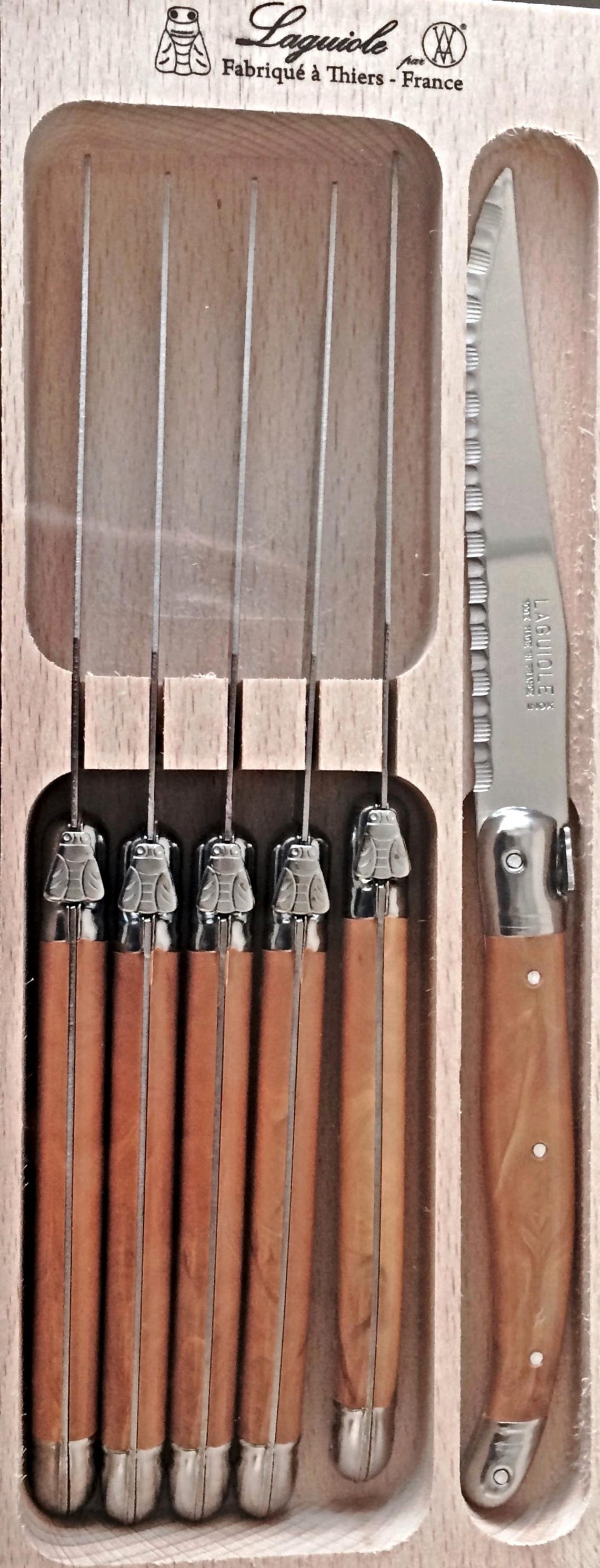 Laguiole French Stainless Steel Knives Set of 6 W/oak Box - Etsy