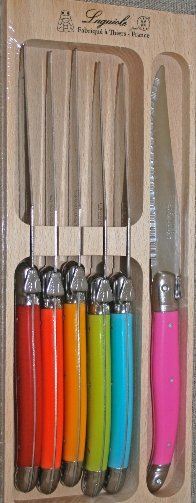 Laguiole French Stainless Steel Knives Set of 6 W/oak Box - Etsy