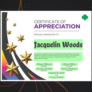 Girl Scout Certificate of Appreciation | Printable PDF Template - Etsy