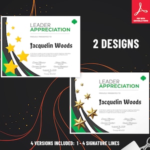 Girl Scout Leader Appreciation Certificate | Printable PDF Template - Etsy
