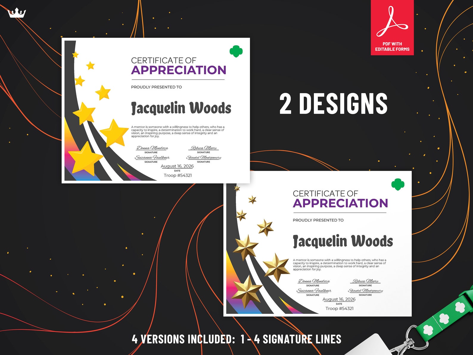 Girl Scout Certificate of Appreciation | Printable PDF Template - Etsy