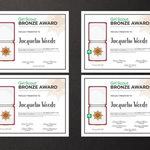 Girl Scout Bronze Award Certificate Printable PDF Template | Etsy