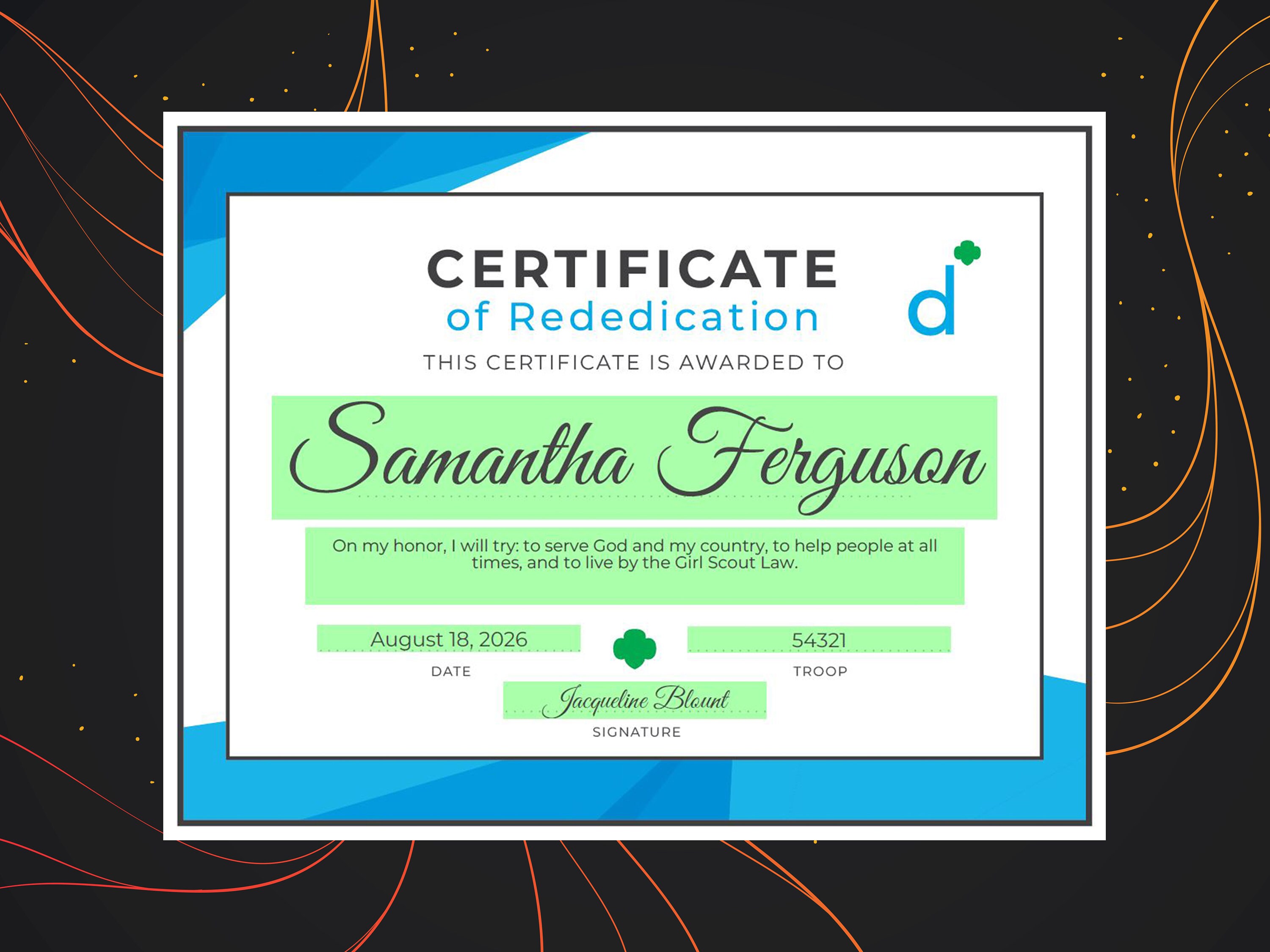 Girl Scout Daisy Rededication Certificate | Printable PDF Template - Etsy