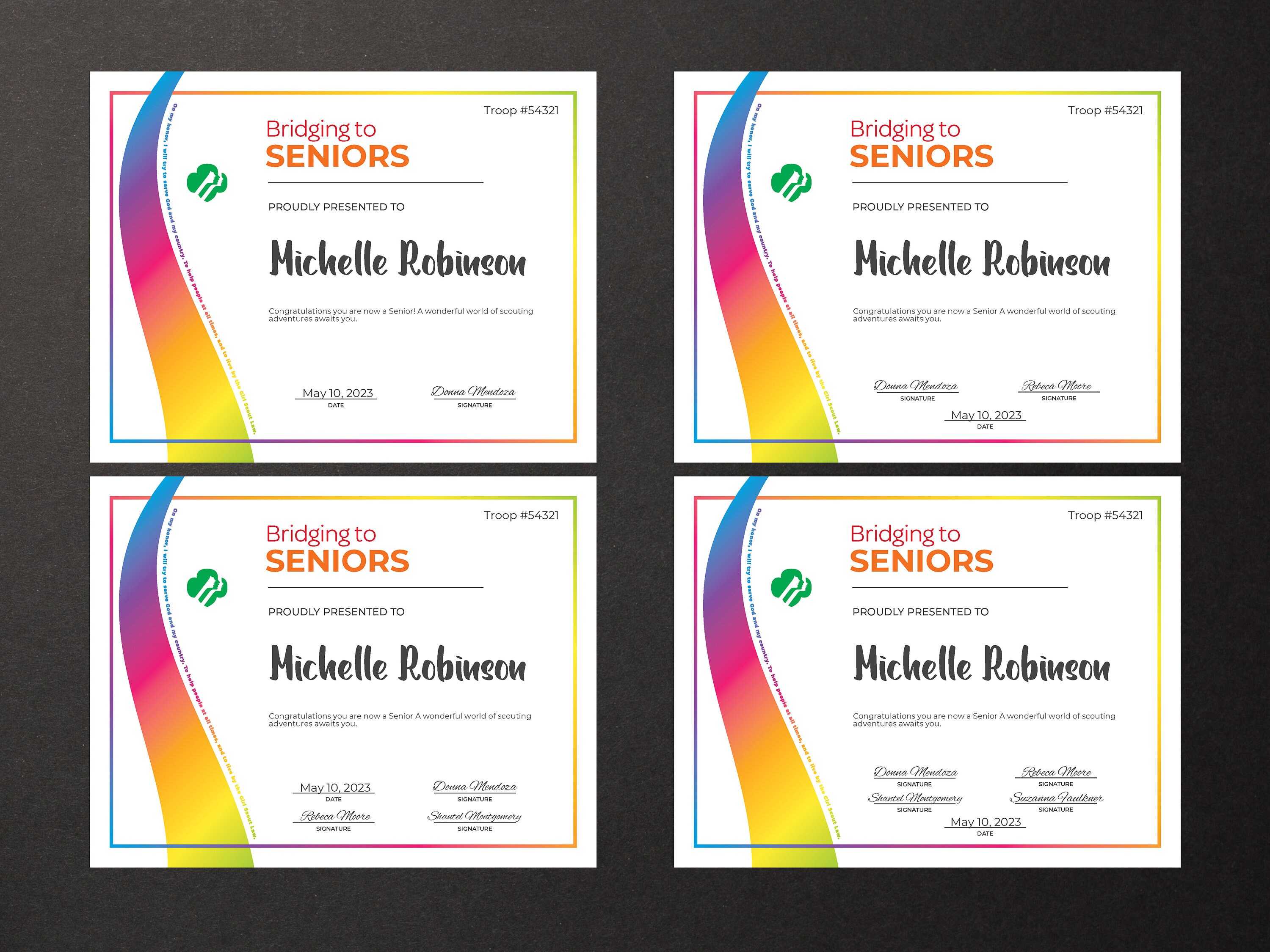 Girl Scout Bridging to Seniors Certificate PDF Template - Etsy