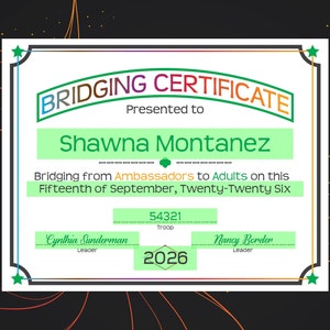 Girl Scout Bridging Certificate Bundle | Printable PDF Template - Etsy