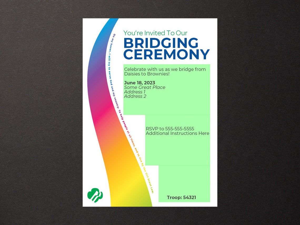 Girl Scout Bridging Certificate & Invite Bundle Printable - Etsy