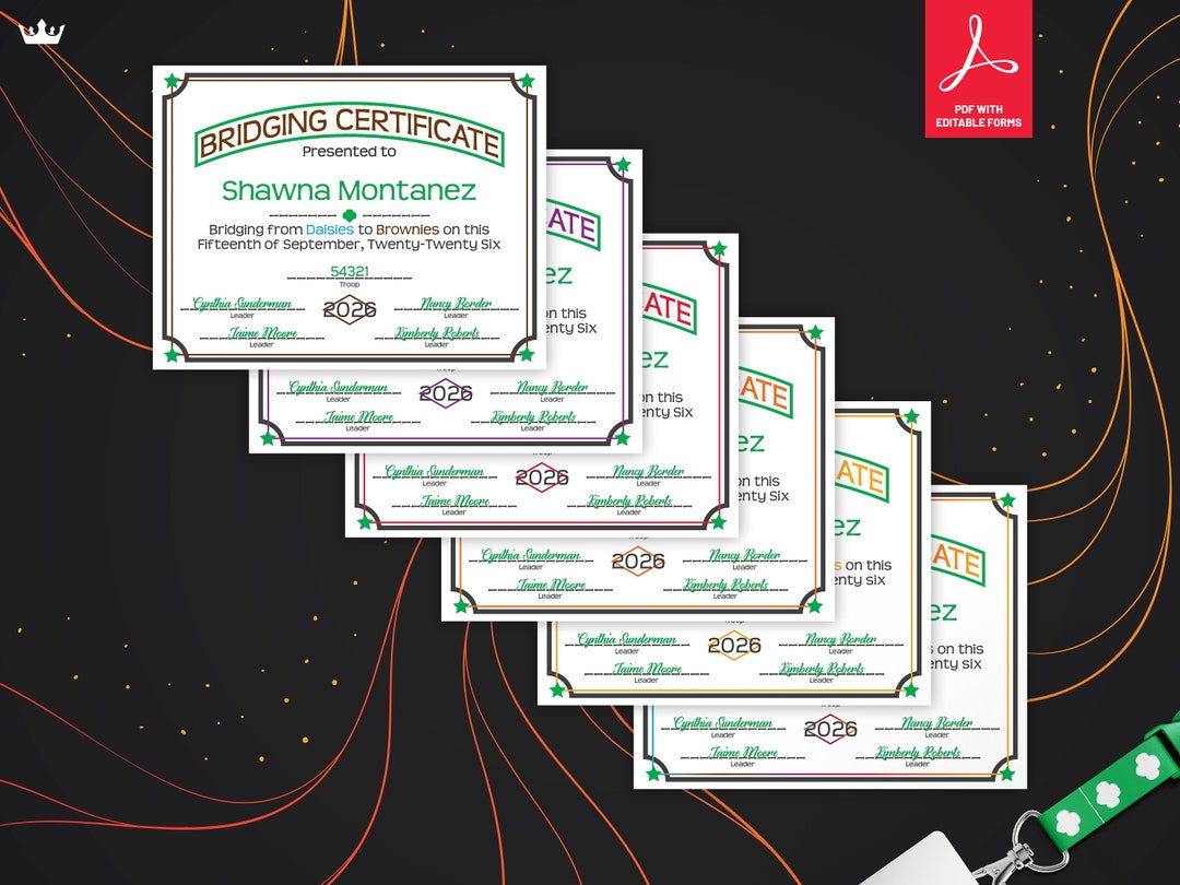 Girl Scout Bridging Certificate Bundle | Printable PDF Template - Etsy