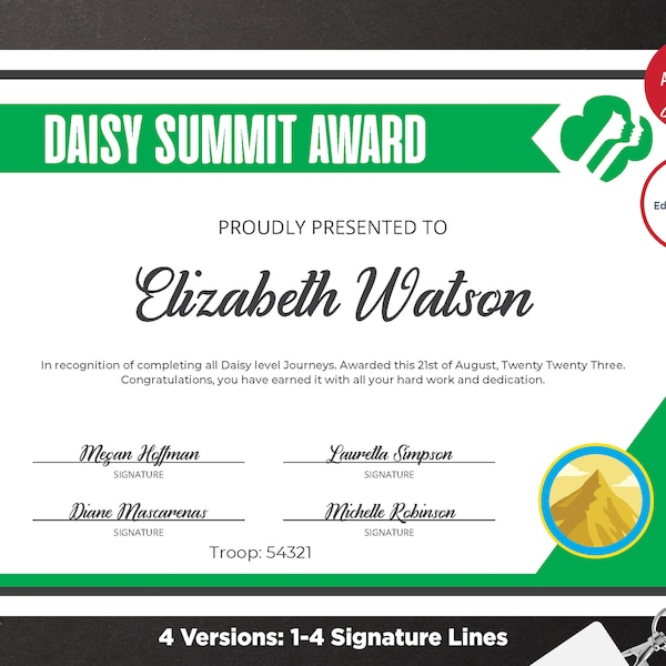 Wilted Daisy Award Certificate - Etsy UK