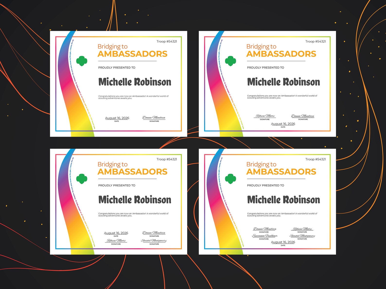 Girl Scout Bridging to Ambassadors Certificate | PDF Template - Etsy