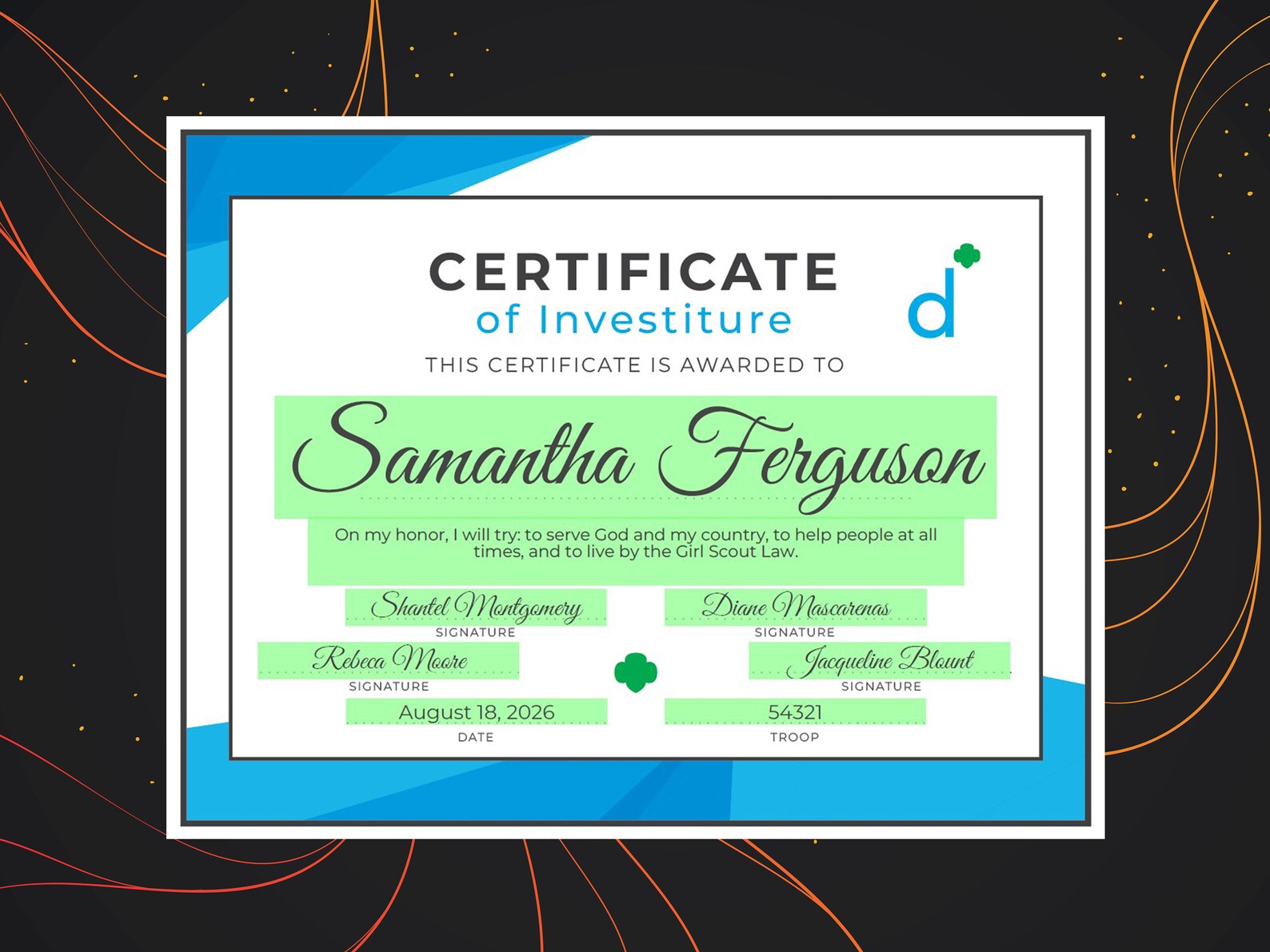 Girl Scout Daisy Investiture Certificate | Printable PDF Template - Etsy