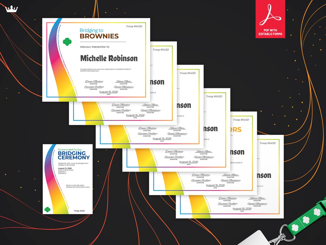 Girl Scout Bridging Certificate & Invite Bundle | Printable PDF ...