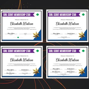 Girl Scout Membership Star Certificate | PDF Template - Etsy