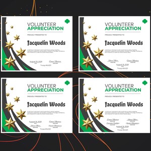 Girl Scout Volunteer Appreciation Certificate | Printable PDF Template ...
