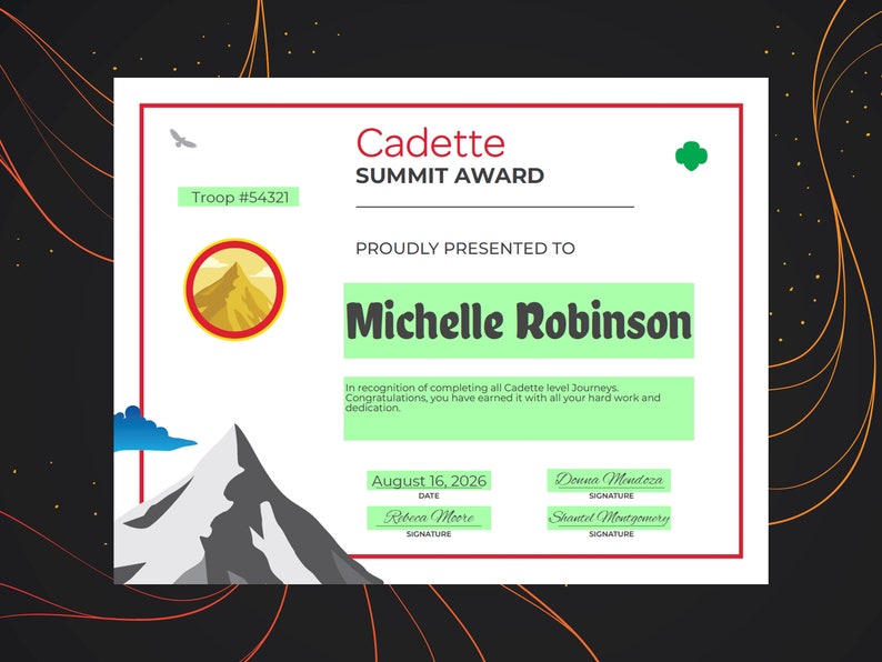 Girl Scout Summit Certificate Bundle Printable PDF Template - Etsy