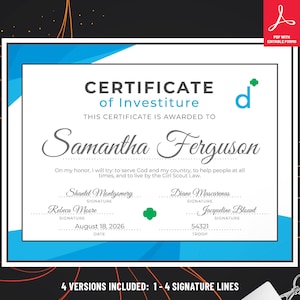 Girl Scout Daisy Investiture Certificate | Printable PDF Template - Etsy
