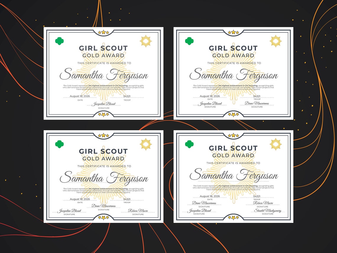 Girl Scout Gold Award Certificate | Printable PDF Template - Etsy
