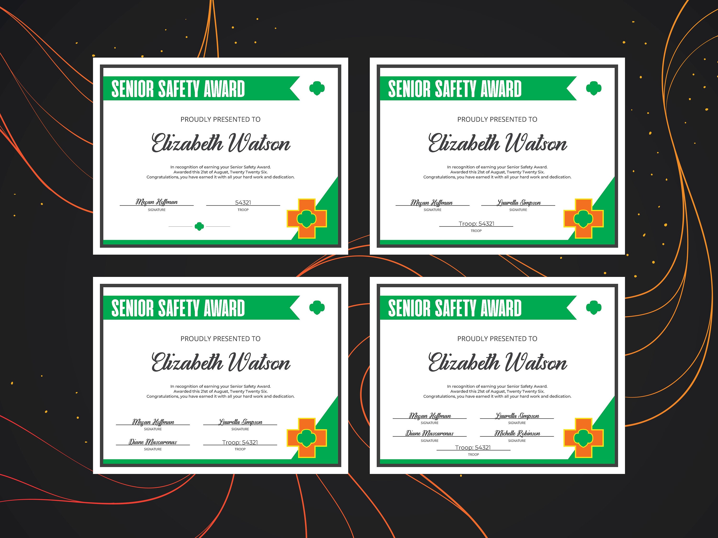 Girl Scout Safety Award Certificate Bundle Printable PDF Template - Etsy