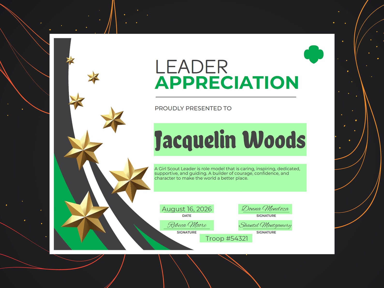 Girl Scout Leader Appreciation Certificate Printable PDF Template - Etsy