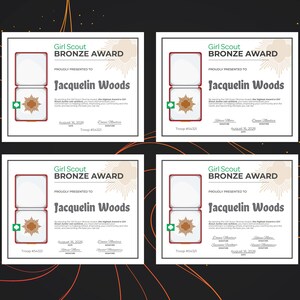 Girl Scout Bronze Award Certificate | Printable PDF Template - Etsy