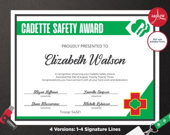 Girl Scout Senior Safety Award Certificate Printable PDF | Etsy