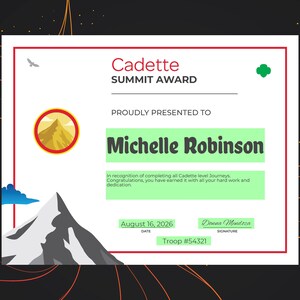 Girl Scouts Cadette Summit Certificate | PDF Template - Etsy
