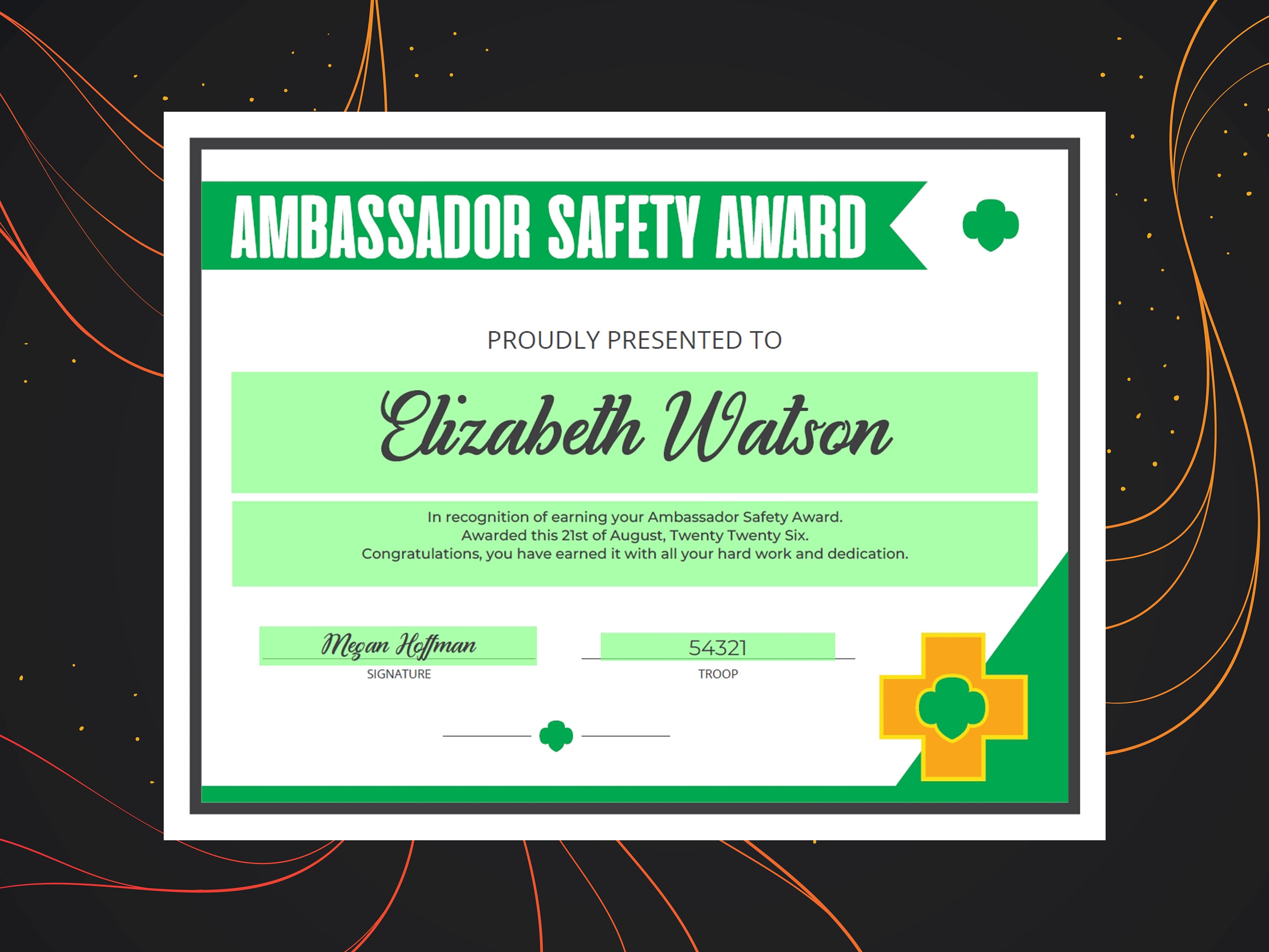 Girl Scout Ambassador Safety Award Certificate | Printable PDF Template ...