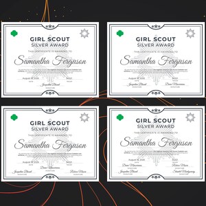 Girl Scout Silver Award Certificate | Printable PDF Template - Etsy Canada
