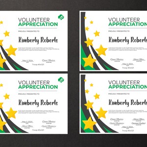 Girl Scout Volunteer Appreciation Certificate Printable PDF - Etsy