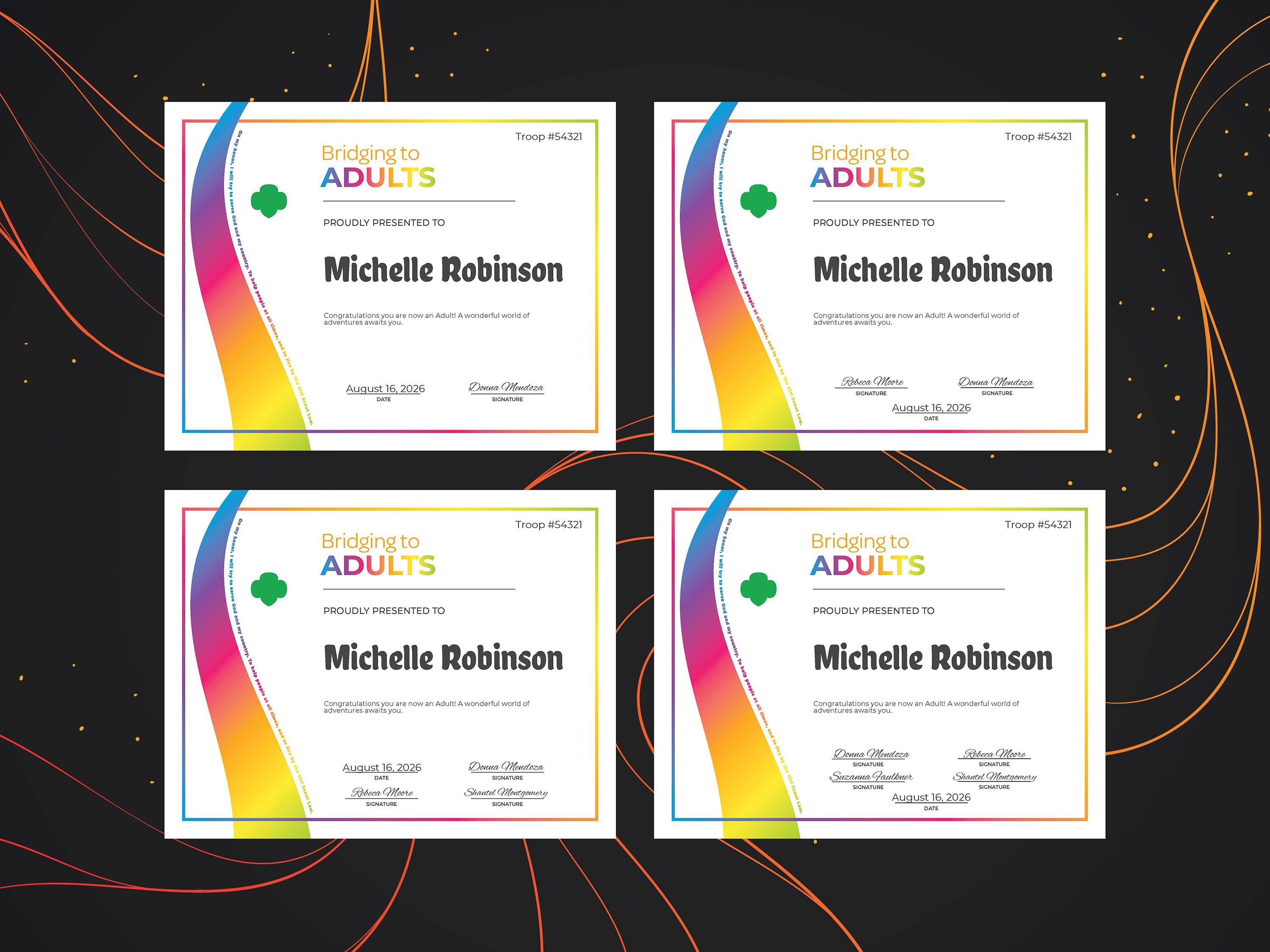 Girl Scout Bridging to Adults Certificate | PDF Template - Etsy