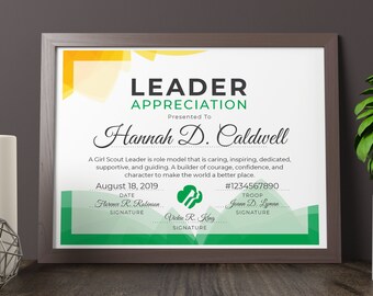 Girl Scout Certificate of Appreciation Printable PDF | Etsy