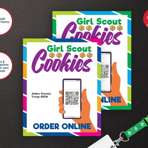 2023 Abc Girl Scout Cookie Door Hanger With Qr Code Printable Etsy