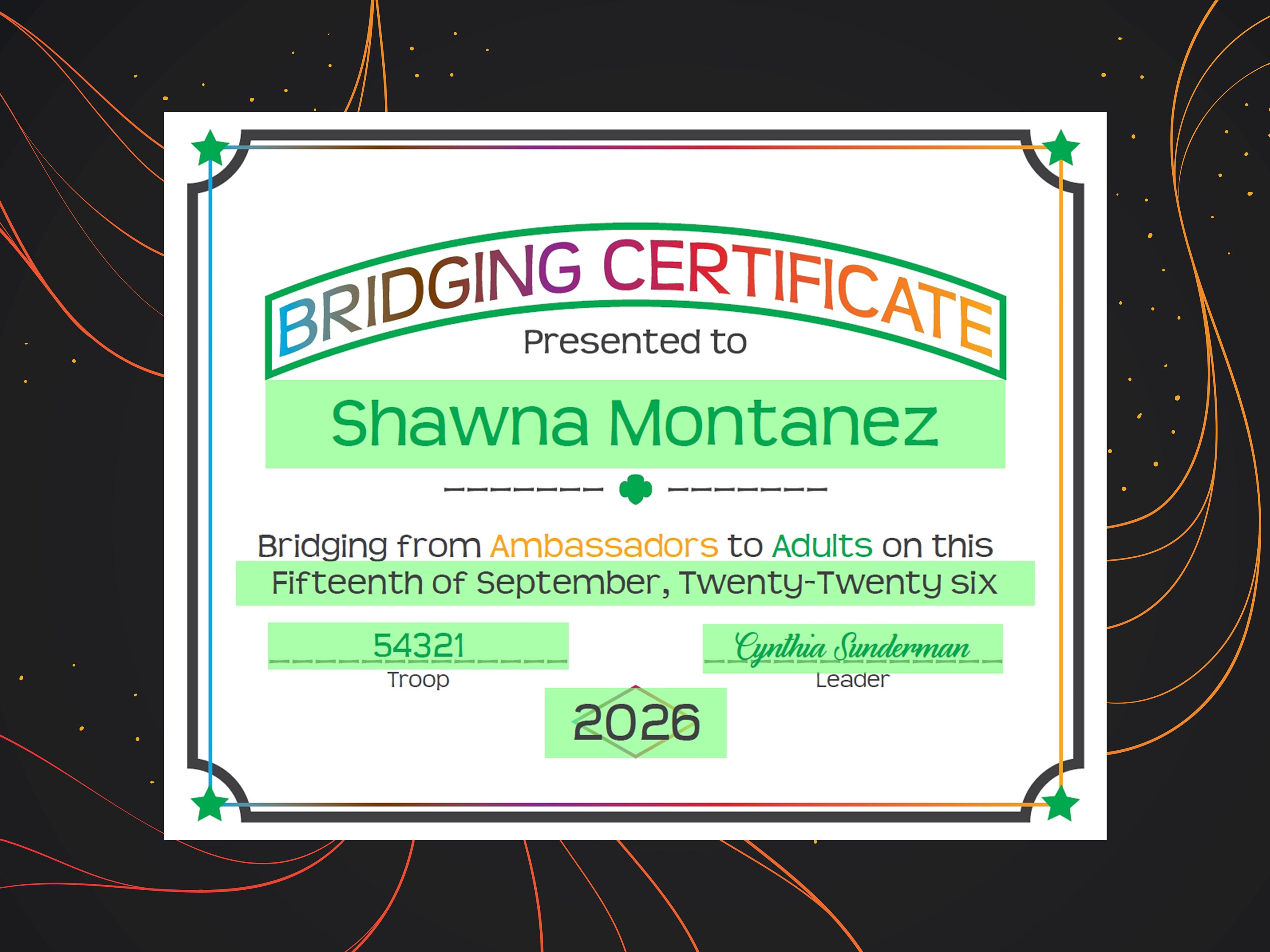 Girl Scout Bridging to Adults Certificate | PDF Template - Etsy