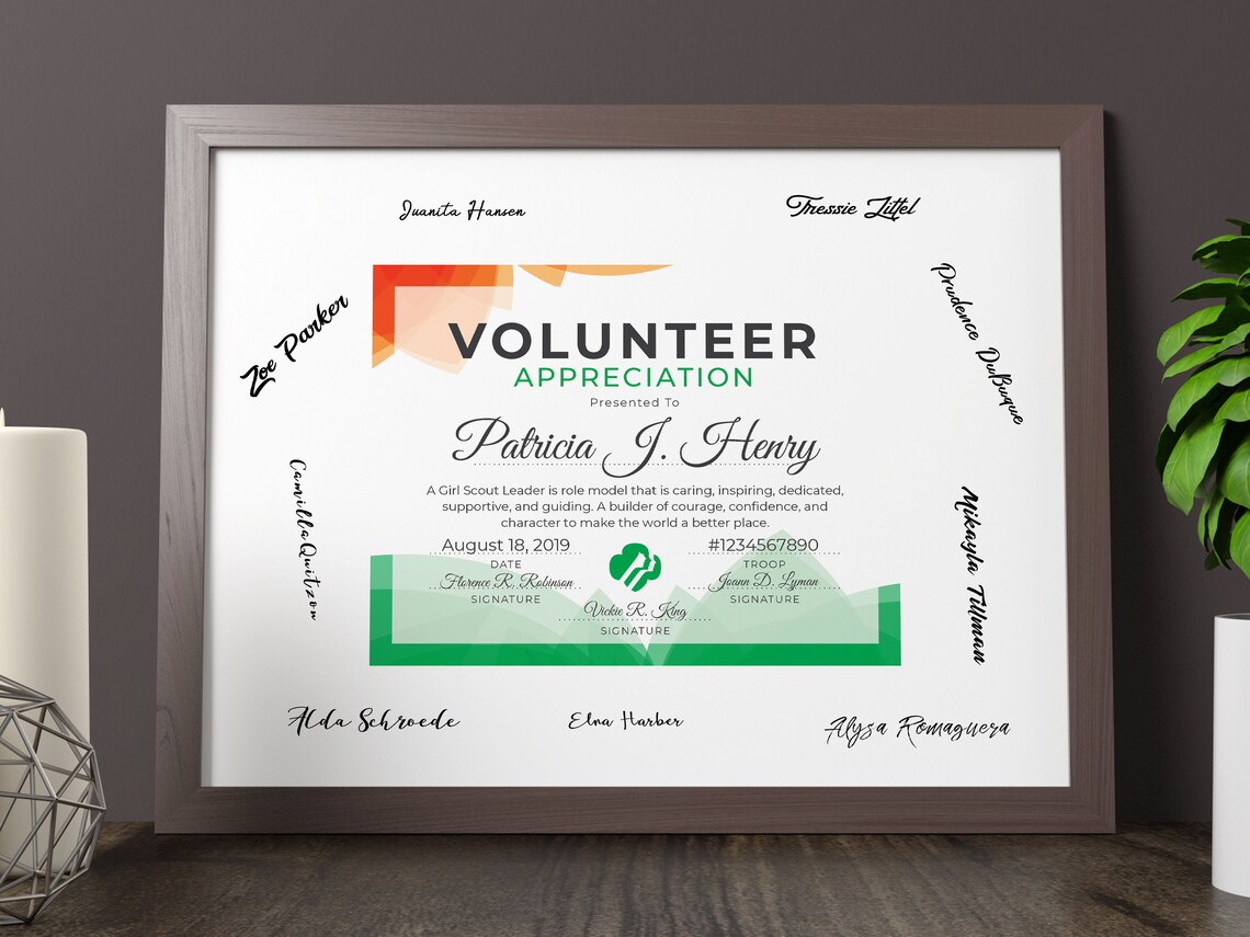 Girl Scout Volunteer Appreciation Certificate Printable PDF - Etsy