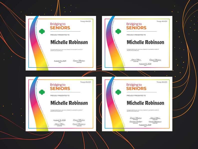 Girl Scout Bridging to Seniors Certificate | PDF Template - Etsy