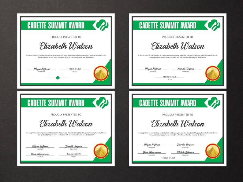 Girl Scout Cadette Summit Award Certificate PDF Template | Etsy