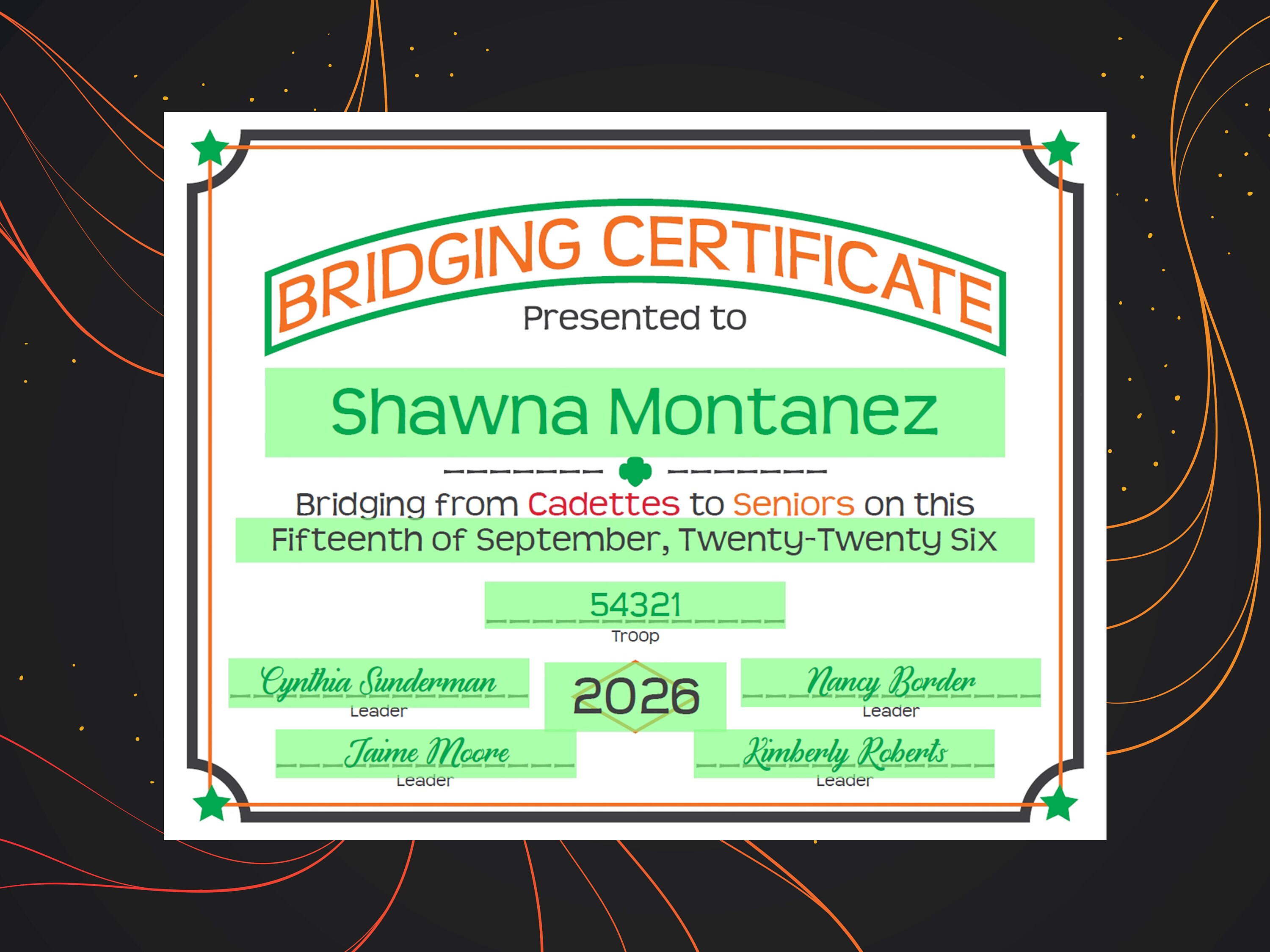 Girl Scout Bridging to Seniors Certificate | PDF Template - Etsy