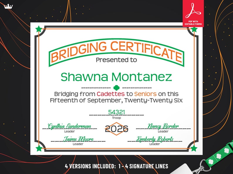 Girl Scout Bridging to Seniors Certificate | PDF Template - Etsy