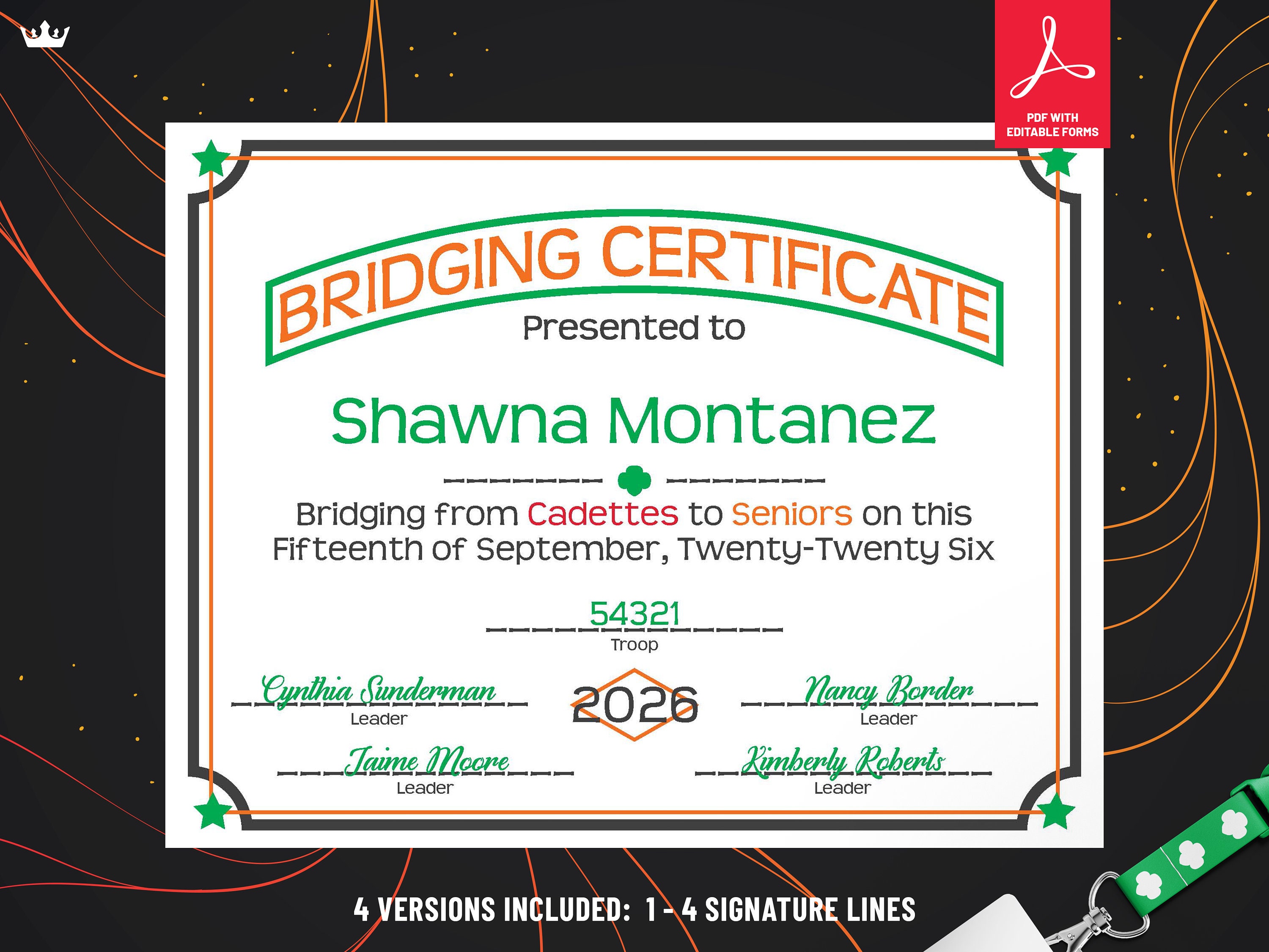Girl Scout Bridging to Seniors Certificate | PDF Template - Etsy