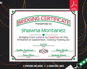 Bridging to Cadettes Certificate - Etsy