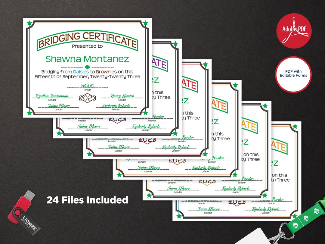 Girl Scout Bridging Certificate Bundle Printable PDF - Etsy