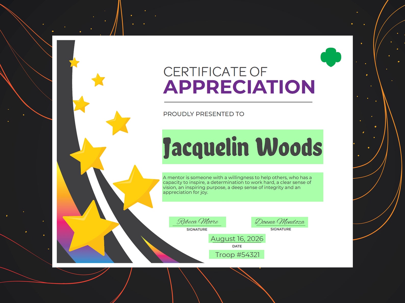 Girl Scout Certificate of Appreciation | Printable PDF Template - Etsy
