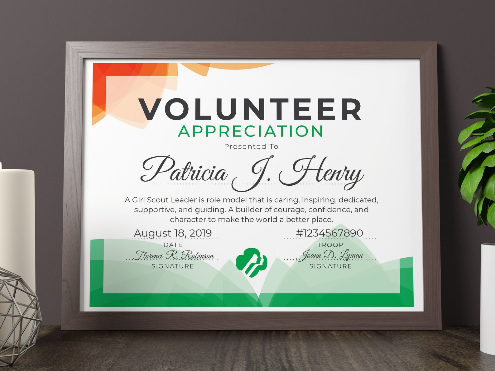 Girl Scout Volunteer Appreciation Certificate Printable PDF - Etsy