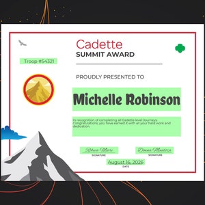 Girl Scouts Cadette Summit Certificate | PDF Template - Etsy