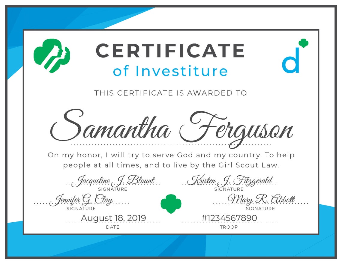 Girl Scout Daisy Investiture Certificate Printable PDF | Etsy