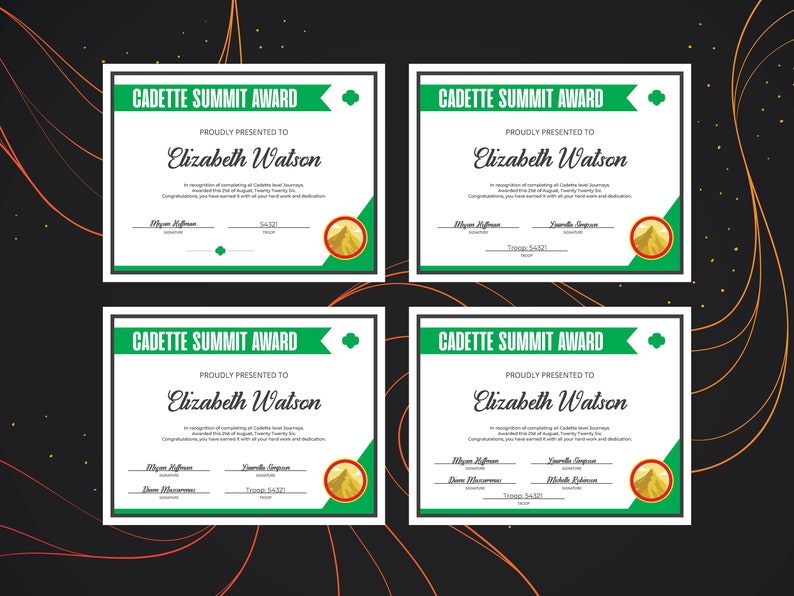 Girl Scout Summit Certificate Bundle | Printable PDF Template - Etsy
